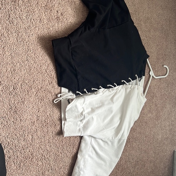 AKIRA | Tops | Akira Black And White Split Crop Top | Poshmark